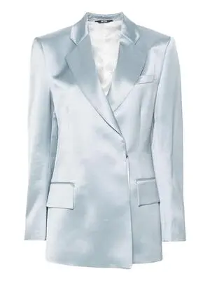 Gcds Satin Single-breasted Blazer - Blue