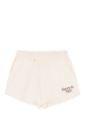 SPORTY & RICH Bardot Disco Cotton Track Shorts - Neutrals