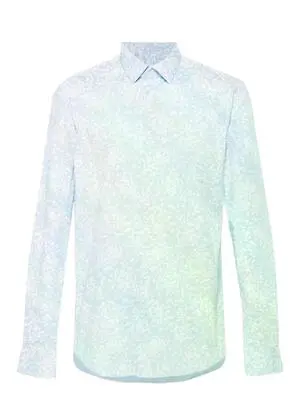 Calvin Klein Floral-print Cotton Shirt - C1s Calm Blue