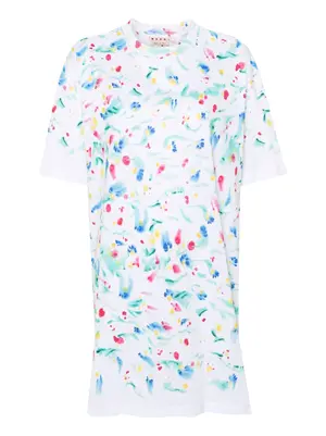 Marni Abstract-print T-shirt Dress - White