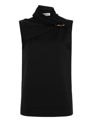JIL SANDER Hardware-detail Knitted Tank Top - Black