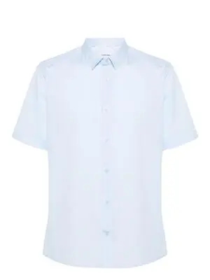 Calvin Klein Monogram-embroidered Cotton Shirt - Blue