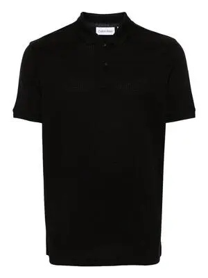 Calvin Klein Logo-patch Cotton Polo Shirt - Black
