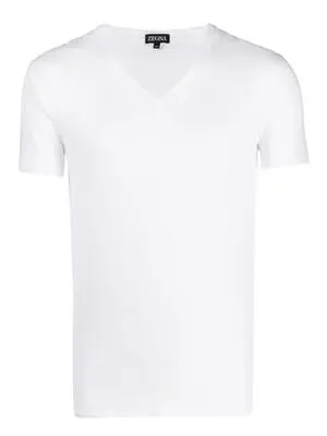 Zegna V-neck Stretch-cotton T-shirt - White