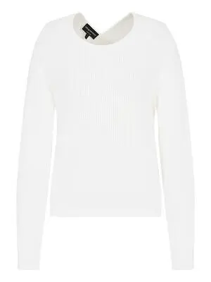 Emporio Armani Cut-out Ribbed-knit Jumper - White