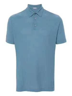 ZANONE Fine-knit Cotton Polo Shirt - Blue
