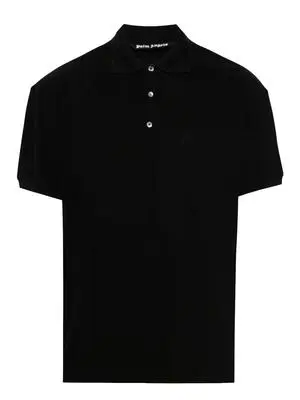 Palm Angels Logo-embroidered Cotton Polo Shirt - Black
