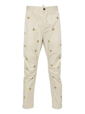 Dsquared2 Embroidered Fruits Chino Pants - Neutrals