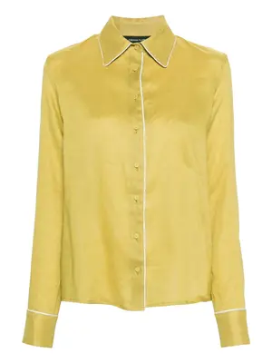 Fabiana Filippi Piped-trim Linen Shirt - Green