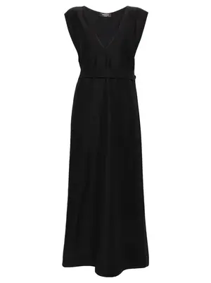 Fabiana Filippi Belted Crepe Midi Dress - Black