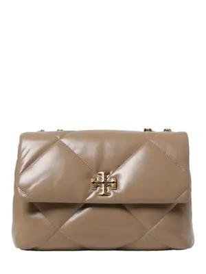 Tory Burch Tory Burch Quilted Leather Shoulder Bag With Gold Tone Logo Clasp Beige