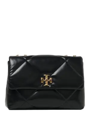 Tory Burch Tory Burch Quilted Leather Shoulder Bag With Gold Tone Logo Clasp Black