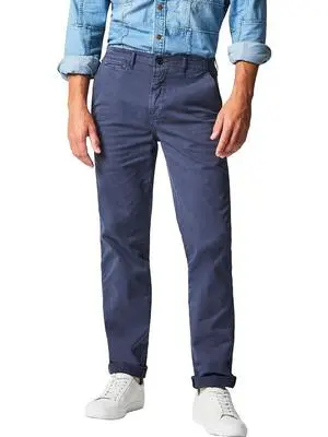 Billy Reid Flat Front Strech Cotton Chinos Carbon Blue