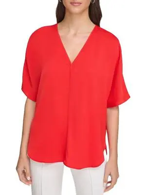 Dkny DKNY Short Sleeve Woven Top Flame