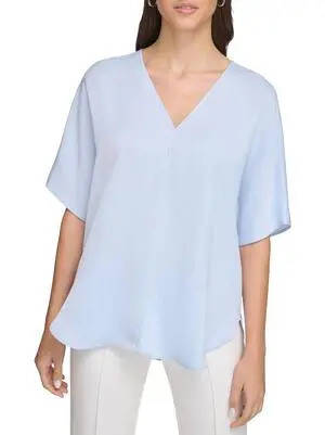 Dkny DKNY Short Sleeve Woven Top Frost Blue