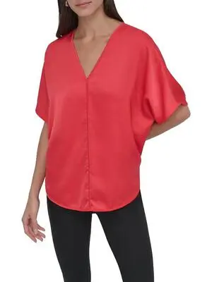 Dkny DKNY Short Sleeve Woven Top Watermelon Sugar