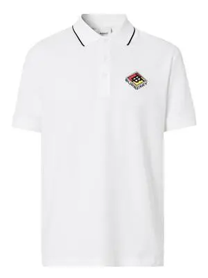 Burberry Embroidered Graphic Logo Polo Shirt - White