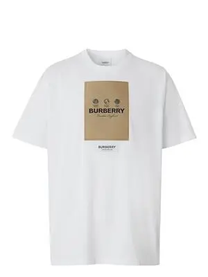 Burberry Label Applique Cotton Oversized T-shirt - White