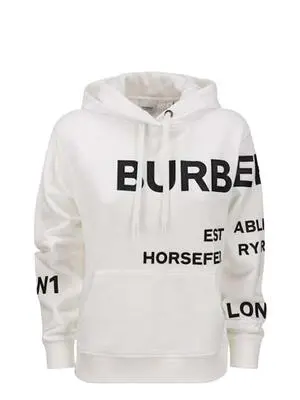 Burberry Horseferry Print Cotton Oversized Hoodie - White