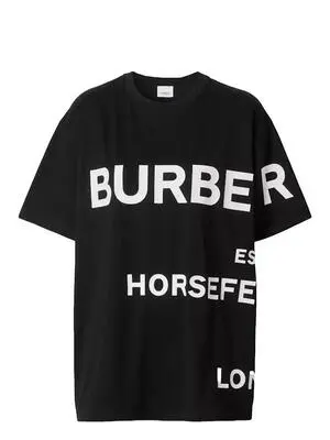 Burberry Horseferry Print Cotton Oversized T-shirt - Black White
