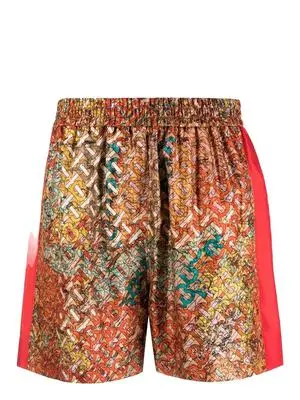Burberry Patterned Silk Shorts - Bright Orange