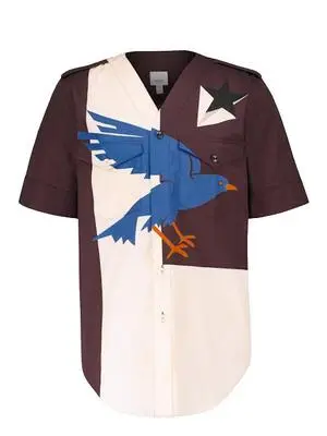Burberry Bird Geo Print Short Sleeves Shirt - Maroon White Blue