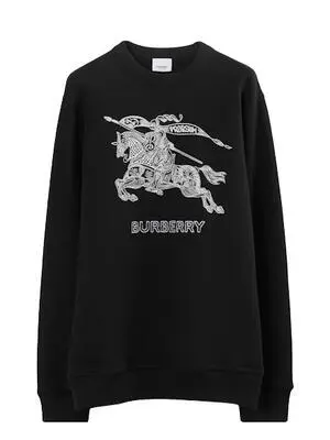 Burberry Embroidered Ekd Cotton Sweatshirt - Black