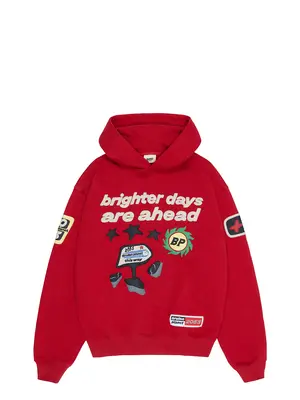BROKEN PLANET Brighter Days Are Ahead Hoodie - Ruby Red