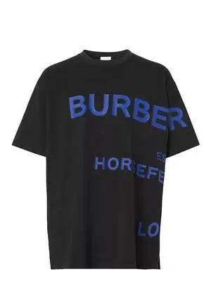 Burberry Horseferry Print Cotton Oversized T-shirt - Black Blue