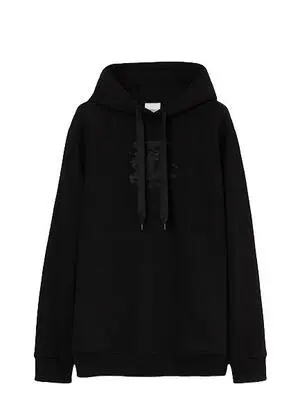 Burberry Embroidered Monogram Cotton Hoodie - Black