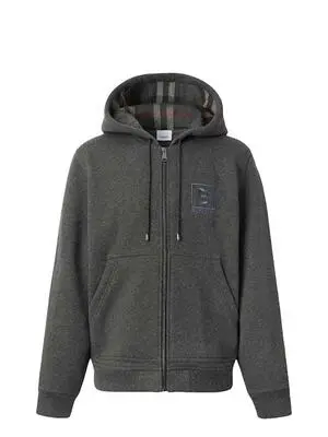 Burberry Letter Graphic Cotton-blend Zip Hoodie - Charcoal Grey