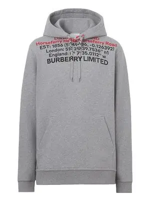 Burberry Horseferry Location Print Hoodie - Gray