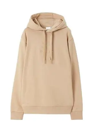 Burberry Embroidered Cotton Hoodie - Soft Fawn