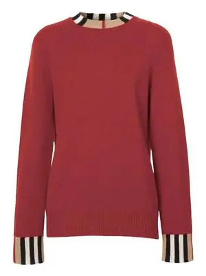 Burberry Icon Stripe Trim Cashmere Sweater - Bright Red