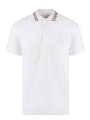Burberry Embroidered Logo Biologic Piqu Cotton Polo Shirt - White