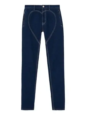 Burberry Heart Stitched Straight Leg Jeans - Blue