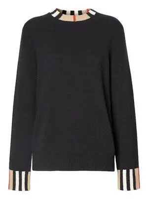 Burberry Icon Stripe Trim Cashmere Sweater - Black