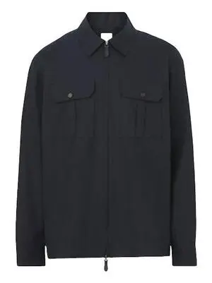 Burberry Cotton Zip-up Jacket - Navy Blue