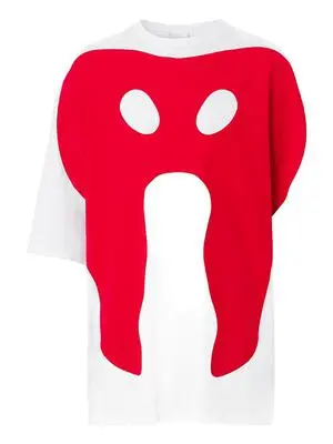 Burberry Abstract Print Cotton Oversized T-shirt - White/red