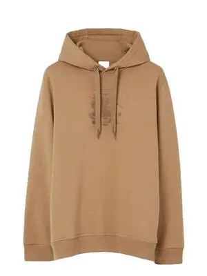 Burberry Embroidered Monogram Cotton Hoodie - Camel