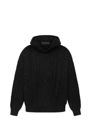 Fear Of God Essentials Cable Knit Hoodie - Black