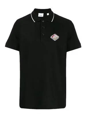 Burberry Embroidered Graphic Logo Polo Shirt - Black