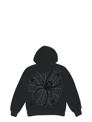 BROKEN PLANET Spider Web Zip Up Hoodie - Soot Black