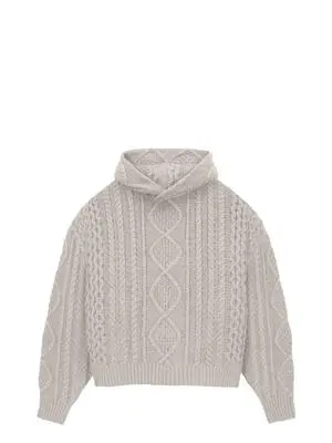 Fear Of God Essentials Cable Knit Hoodie - Silver Cloud