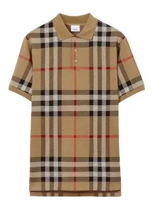 Burberry Check Cotton Jacquard Polo Shirt - Archive Beige