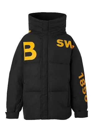 Burberry Horseferry Print Nylon Hooded Puffer Jacket - Black/yellow