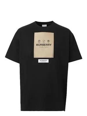 Burberry Label Applique Cotton Oversized T-shirt - Black