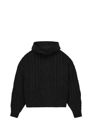 Fear Of God Essentials Cable Knit Hoodie - Jet Black