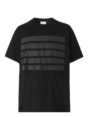 Burberry Horseferry Stripe Print Cotton Oversized T-shirt - Black