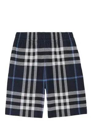 Burberry Check Cotton Jacquard Shorts - White/dark Blue